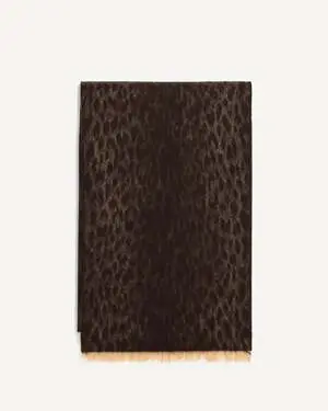 Gucci Leopard-print Wool Scarf With Monogram - Brown