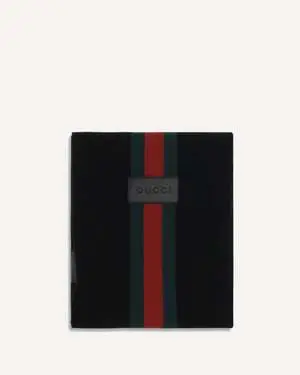 Gucci Wool Scarf With Web Stripe - Black
