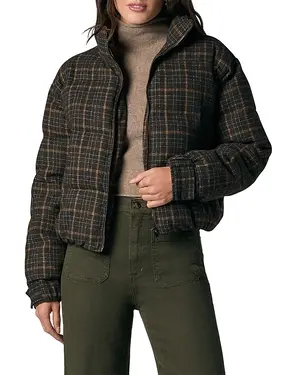 Joe's Jeans The Bruna Brushed Plaid Puffer Jacket - Moss Multi