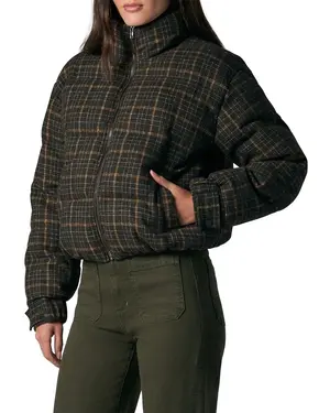 Joe's Jeans The Bruna Brushed Plaid Puffer Jacket - Moss Multi