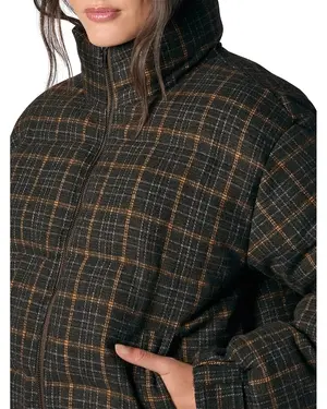 Joe's Jeans The Bruna Brushed Plaid Puffer Jacket - Moss Multi
