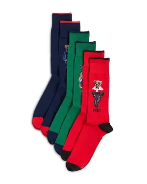 Polo Ralph Lauren Seasonal Bears Crew Socks, Pack Of 3 - Assorted