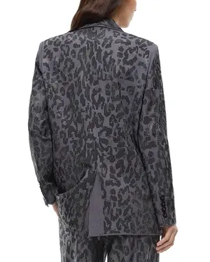 Pinko Rhinestone Pattern Double Breasted Blazer - Ghost Grey