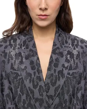 Pinko Rhinestone Pattern Double Breasted Blazer - Ghost Grey