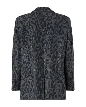 Pinko Rhinestone Pattern Double Breasted Blazer - Ghost Grey