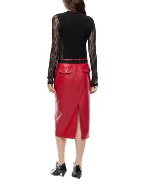 Pinko Fucecchio Lace Sleeve Ribbed Top
