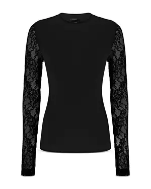 Pinko Fucecchio Lace Sleeve Ribbed Top