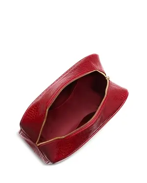 ABBODE Croc Embossed Faux Leather Pouch - Red