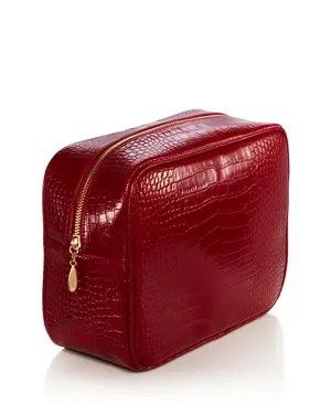 ABBODE Croc Embossed Faux Leather Pouch - Red