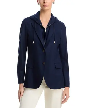 Eleventy Wool Blend Hooded Single Breasted Blazer