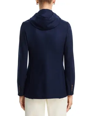Eleventy Wool Blend Hooded Single Breasted Blazer