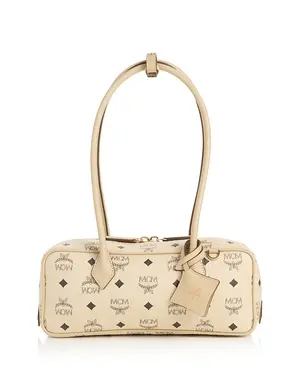 Mcm Aren Small Visetos East West Shoulder Bag - Beige/blanc