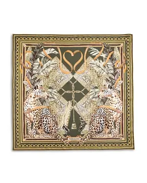 FERRAGAMO Felindra Gancini Silk Scarf - Olive