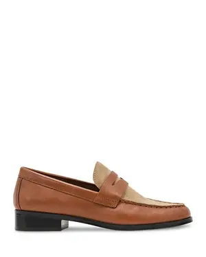 REISS Kallie Leather & Suede Penny Loafers - Tan
