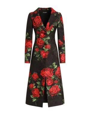 Dolce & Gabbana Rose-print Brocade Coat - Multicolor