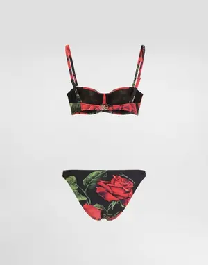 Dolce & Gabbana Rose-print Balconette Bikini - Multicolor