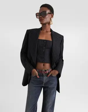 Dolce & Gabbana Linda Double-breasted Jacket In Pinstripe Wool