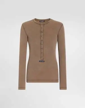Dolce & Gabbana Serafino Ribbed T-shirt - Brown