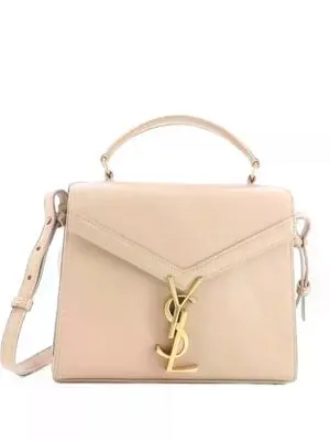 Saint Laurent Cassandra Top Handle Bag Leather Mini Shoulder Bag - Neutrals