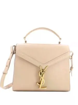 Saint Laurent Cassandra Top Handle Bag Leather Mini Shoulder Bag Neutrals