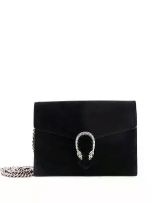 Gucci Dionysus Chain Wallet Suede Small Crossbody Bag - Black
