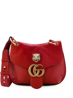 Gucci Gg Marmont Animalier Shoulder Bag Leather Medium Crossbody Bag - Red