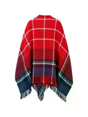 BENETTON Check-pattern Fringed Cape