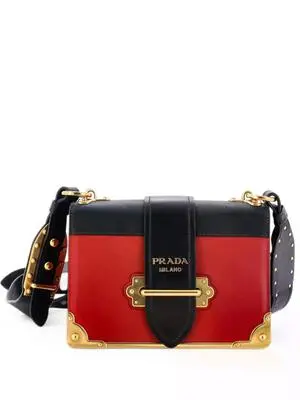 Prada Cahier Leather And Saffiano Leather Small Crossbody Bag - Black