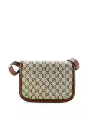 Gucci Horsebit 1955 Shoulder Bag Gg Coated Canvas With Leather Small Crossbody Bag - Brown