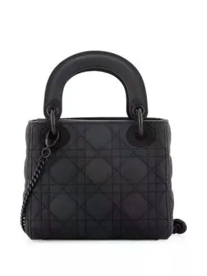 Dior Ultra Matte Lady Chain Bag Cannage Quilt Calfskin Mini Shoulder Bag - Black