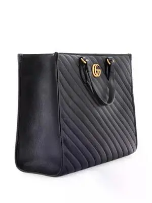 Gucci Gg Marmont Shopping Diagonal Quilted Leather Medium Tote Bag