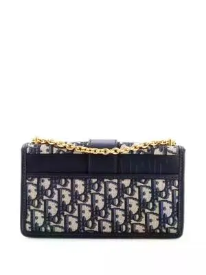 Dior 30 Montaigne Chain Flap Bag Oblique Canvas East West Shoulder Bag - Blue