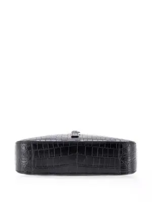 Saint Laurent Le 5 A 7 Crocodile Embossed Leather Small Hobo Bag