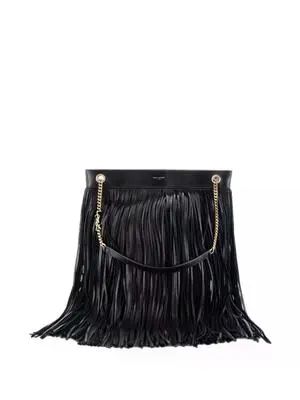 Saint Laurent Grace Fringe Leather And Suede Large Hobo Bag