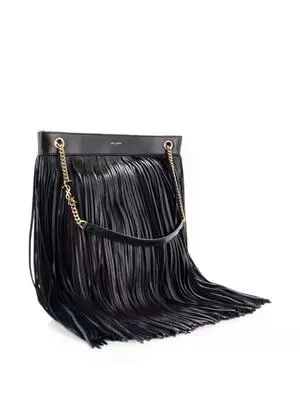 Saint Laurent Grace Fringe Leather And Suede Large Hobo Bag