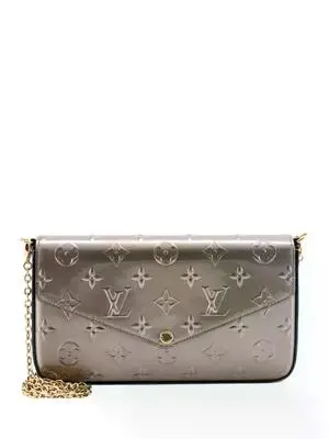 LOUIS VUITTON Felicie Pochette Limited Edition Metallic Monogram Vernis Shoulder Bag - Grey