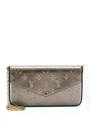 LOUIS VUITTON Felicie Pochette Limited Edition Metallic Monogram Vernis Shoulder Bag - Grey