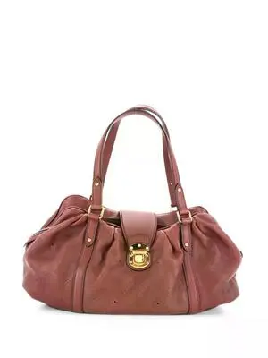 LOUIS VUITTON Lunar Handbag Mahina Leather Pm Satchel Brown