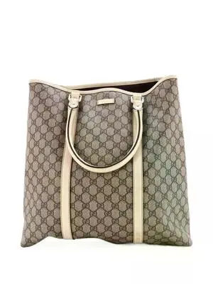 Gucci Joy Gg Coated Canvas With Leather Large Tote Bag