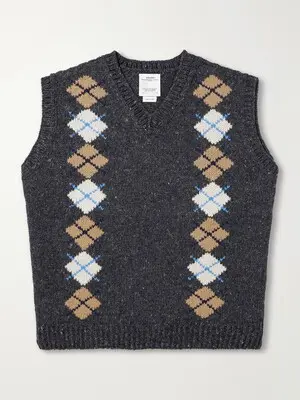 Visvim Diamante Wool And Cashmere-blend Vest - Gray
