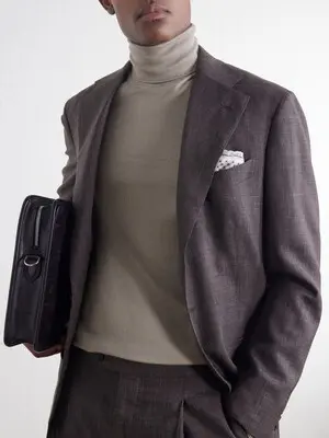 Zegna Cashmere And Silk-blend Turtleneck Sweater - Brown