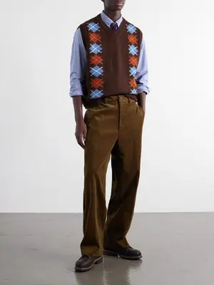 Visvim Diamante Wool And Cashmere-blend Vest - Brown