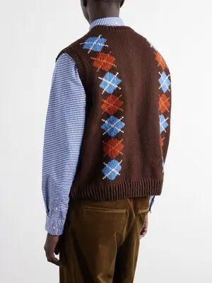 Visvim Diamante Wool And Cashmere-blend Vest - Brown