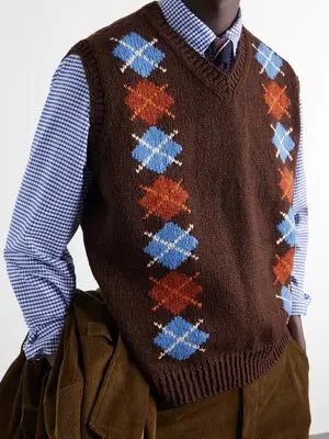 Visvim Diamante Wool And Cashmere-blend Vest - Brown