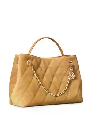 Tory Burch Fleming Suede Carryall Bag - Brown