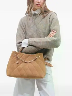 Tory Burch Fleming Suede Carryall Bag