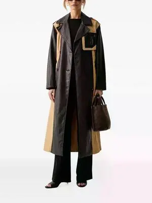 Patrizia Pepe Colour-block Double-breasted Coat - Brown