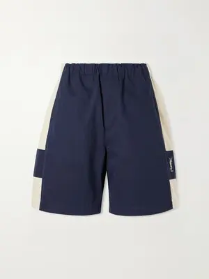 Saint Laurent Logo-embroidered Two-tone Cotton Shorts