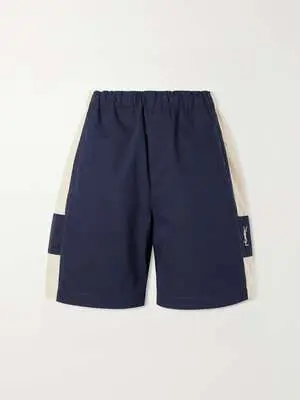 Saint Laurent Logo-embroidered Two-tone Cotton Shorts - Navy