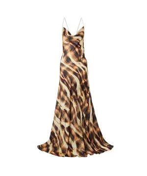 Y/project Asymmetric Draped Printed Satin Maxi Dress